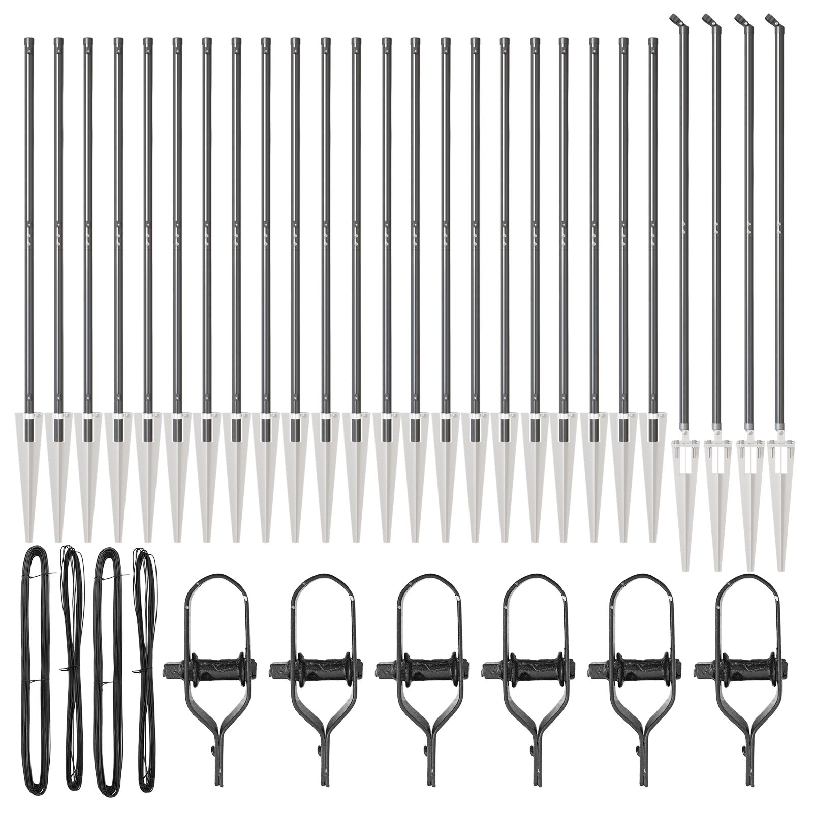 Pali per Recinzione con Punta 26 pcs Ø32 mm 180 cm in Acciaio Zincato ...