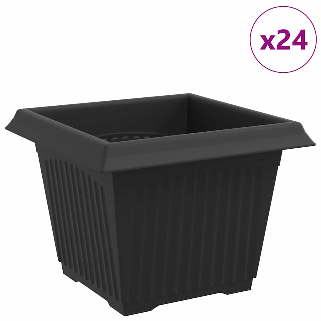 Jardinière | Pot de Fleurs Carré 24 pcs Noir 23 x 23 x 17,5 cm ...