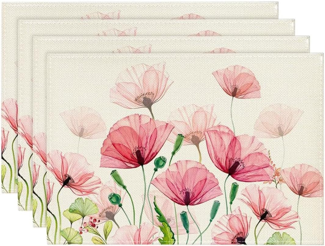 Lot de 4 Sets de Table Motif Fleurs, Sets de Table Lavable | Leroy Merlin