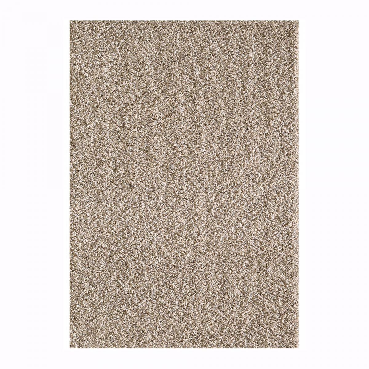 Tapis longs poils shaggy 60x110 rectangle tissé beige motif uni SIMPLE | Leroy Merlin