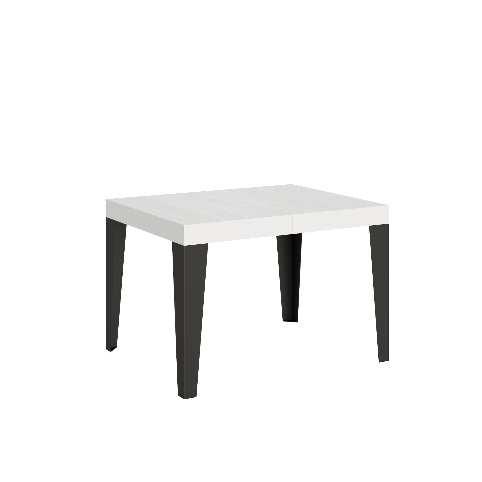 Table extensible 70x110/194 cm Frêne Blanc Flamme Structure Anthracite ...