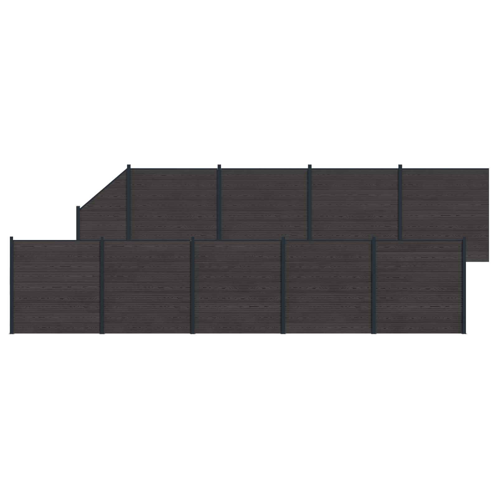 Panneau de clôture 10 pcs WPC et Aluminium Noir vidaXL | Leroy Merlin