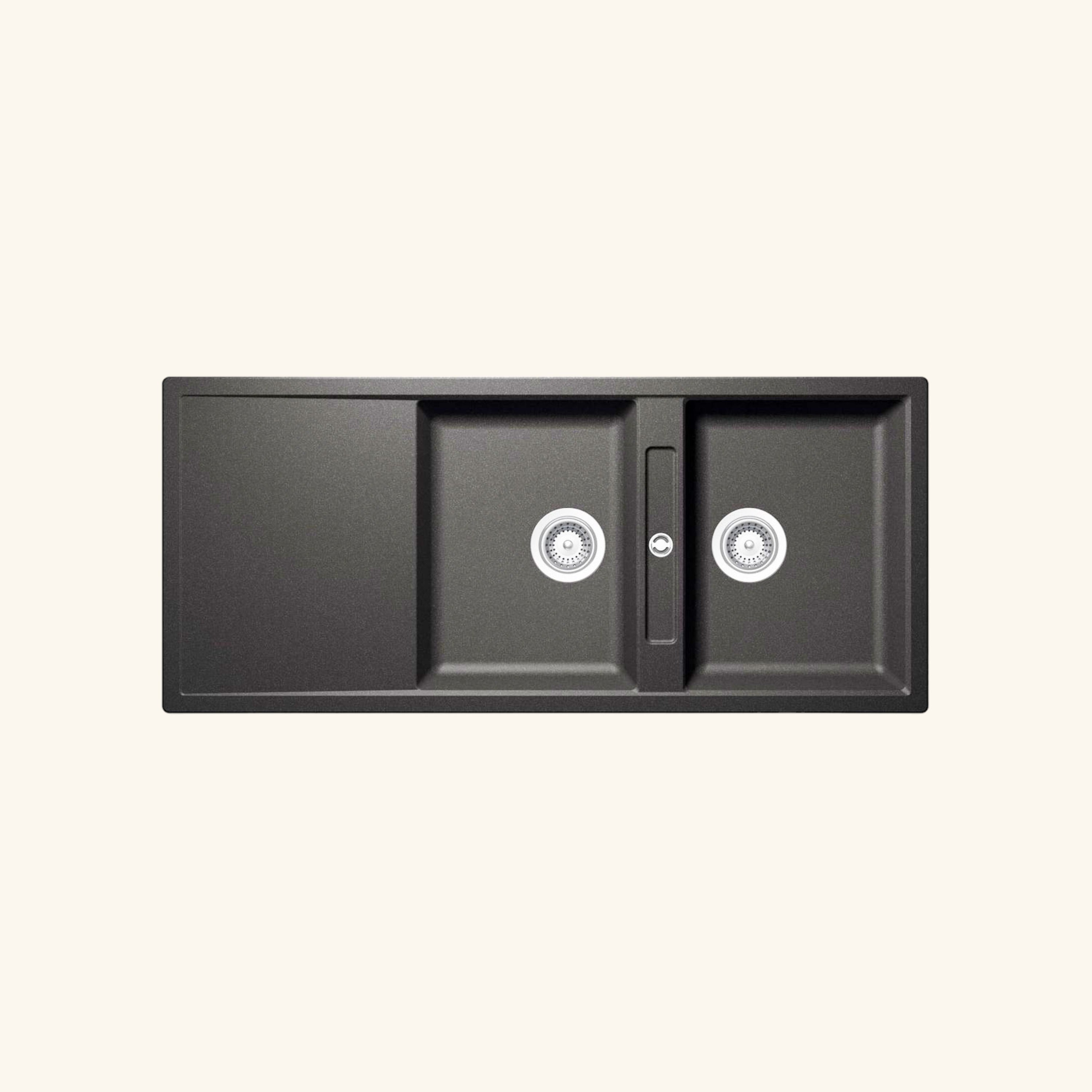 Évier granit anthracite Luisina FORTE 2 bacs 1 égouttoir | Leroy Merlin