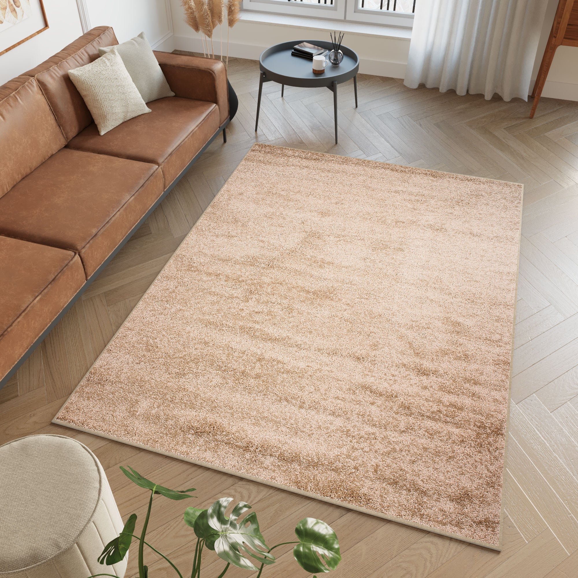 TAPISO Delhi Tapis de Salon Chambre Beige Unicolore Moelleux Shaggy ...