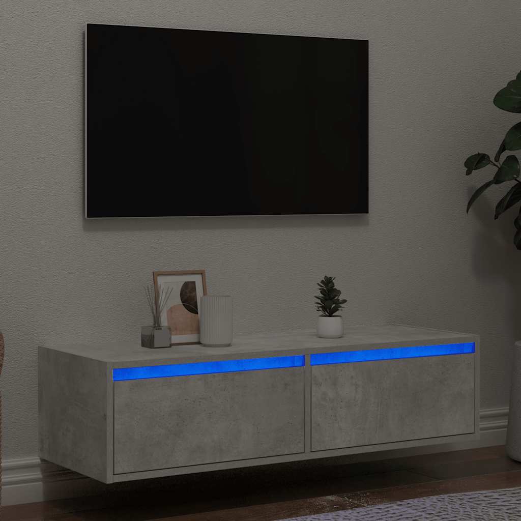 Mueble TV con luces LED gris hormigón 100X35,5x25 cm | Leroy Merlin
