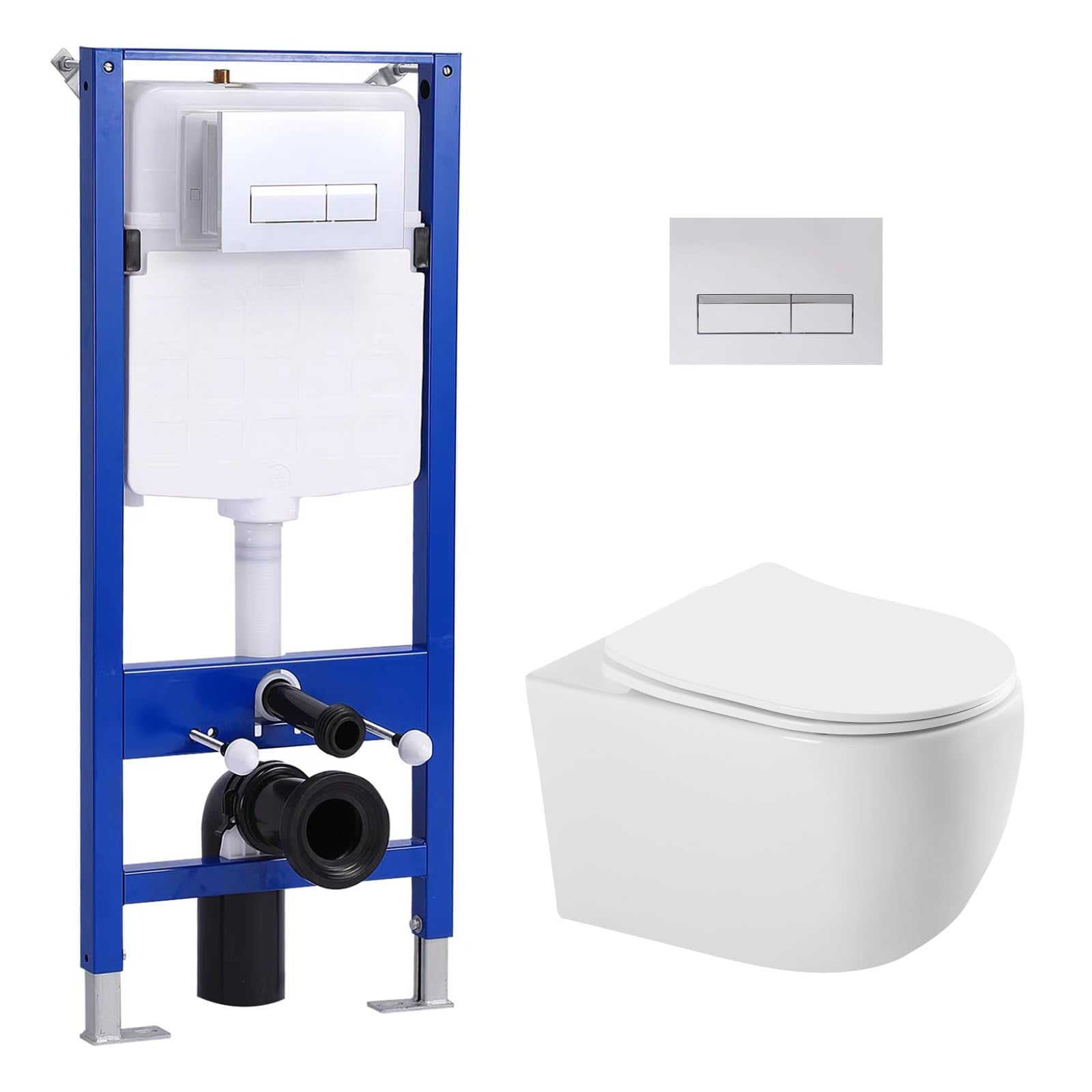 HOROW WC suspendu sans bord avec réservoir de chasse encastré, WC et ...