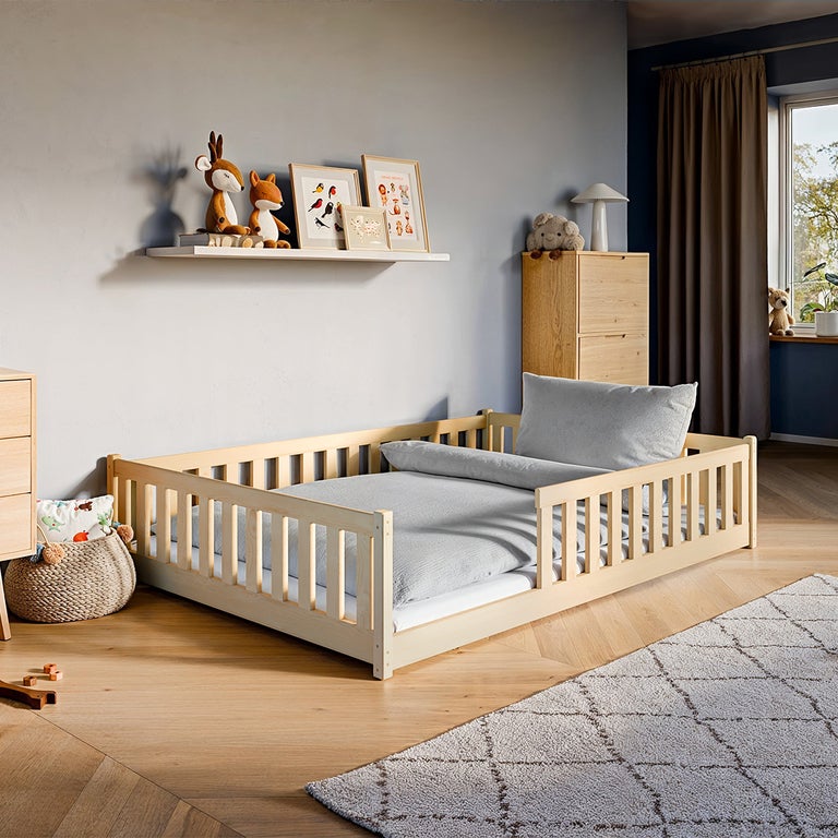 Lit au sol 140x200 sommier inclus Maya Bois | Leroy Merlin