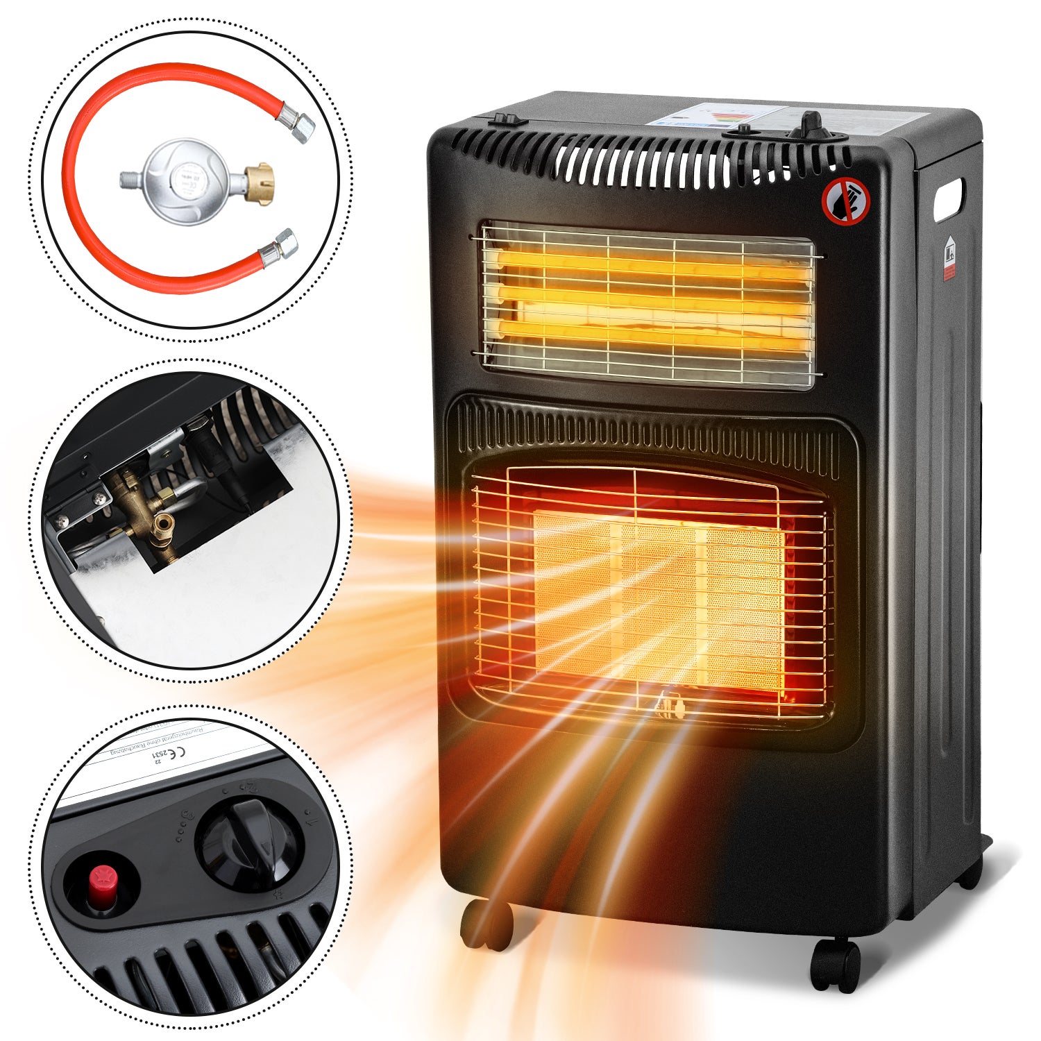 Estufa de gas 4,2 KW Estufa de gas cerámica de 3 niveles Calefacción de ...