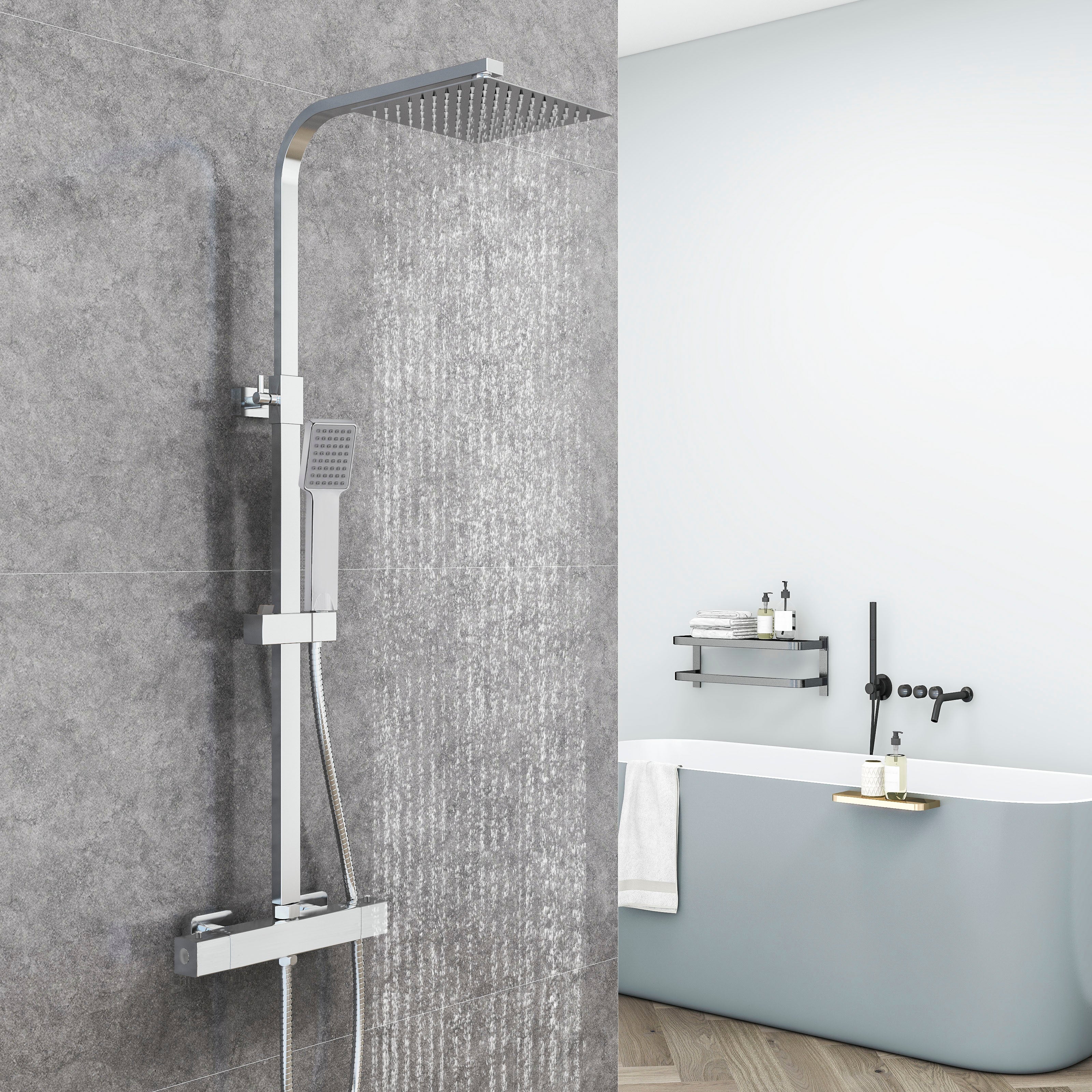 AICA Colonne de Douche Thermostatique Hauteur Réglable Système Mitigeur ...