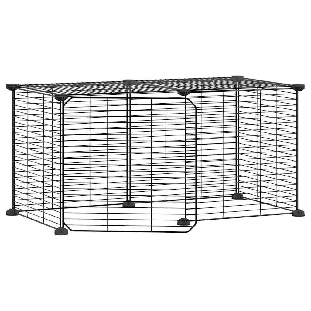 Cage animaux de compagnie à 8 panneaux et porte Noir 35x35 cm CFW62417 ...