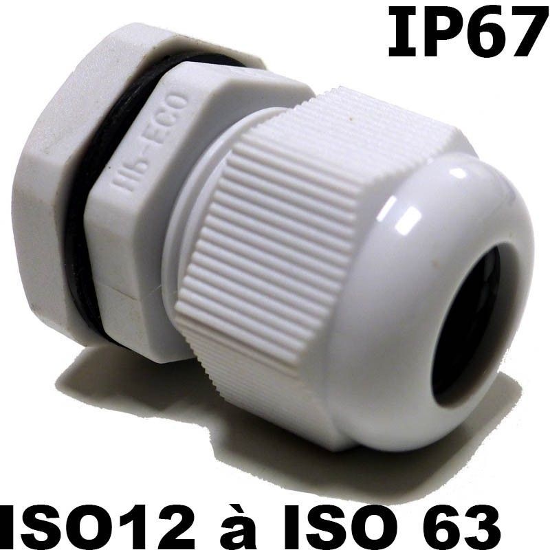 Presse étoupe ISO IP67 + contre écrou - Dimensions - M25 - 13 -18mm ...