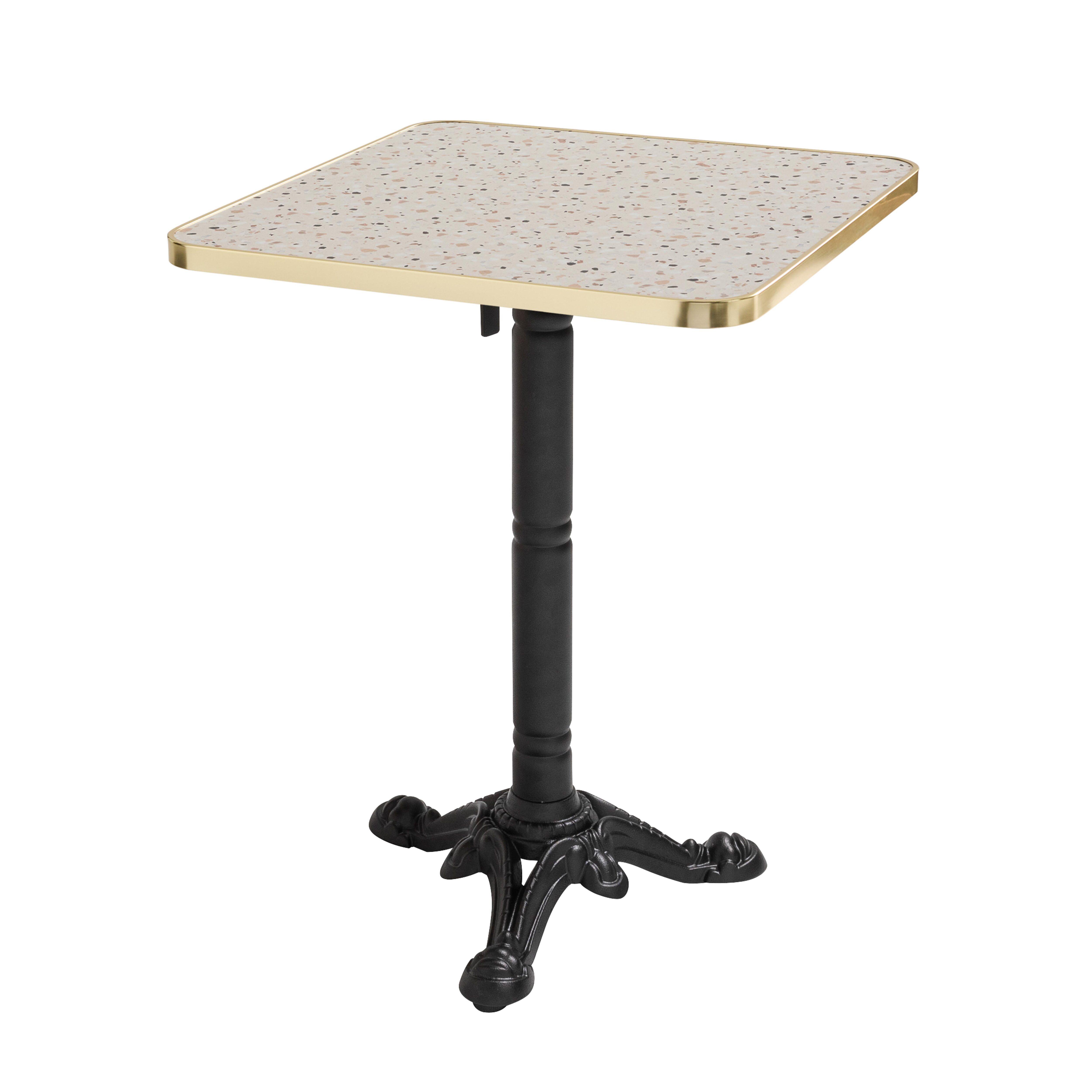 Table carrée 60 cm inclinable plateau marbre terrazzo/doré et noir ...