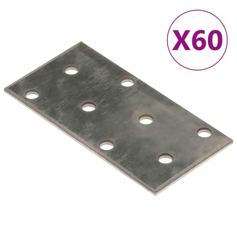 Plaques perforées 60 pcs 2 mm 80x40 mm acier galvanisé | Leroy Merlin