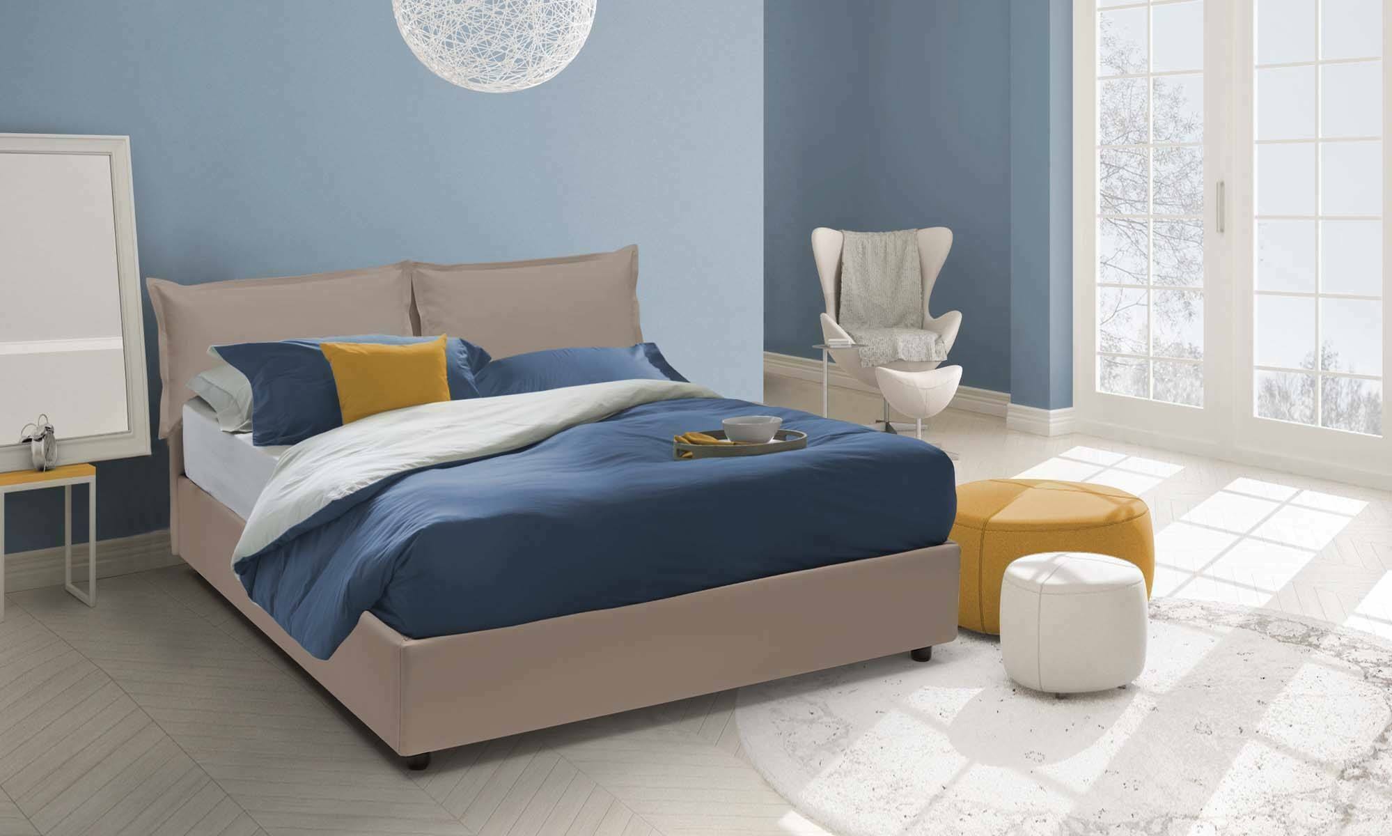 Cama doble Nora, Cama contenedor con revestimiento de ecopiel, 100% ...