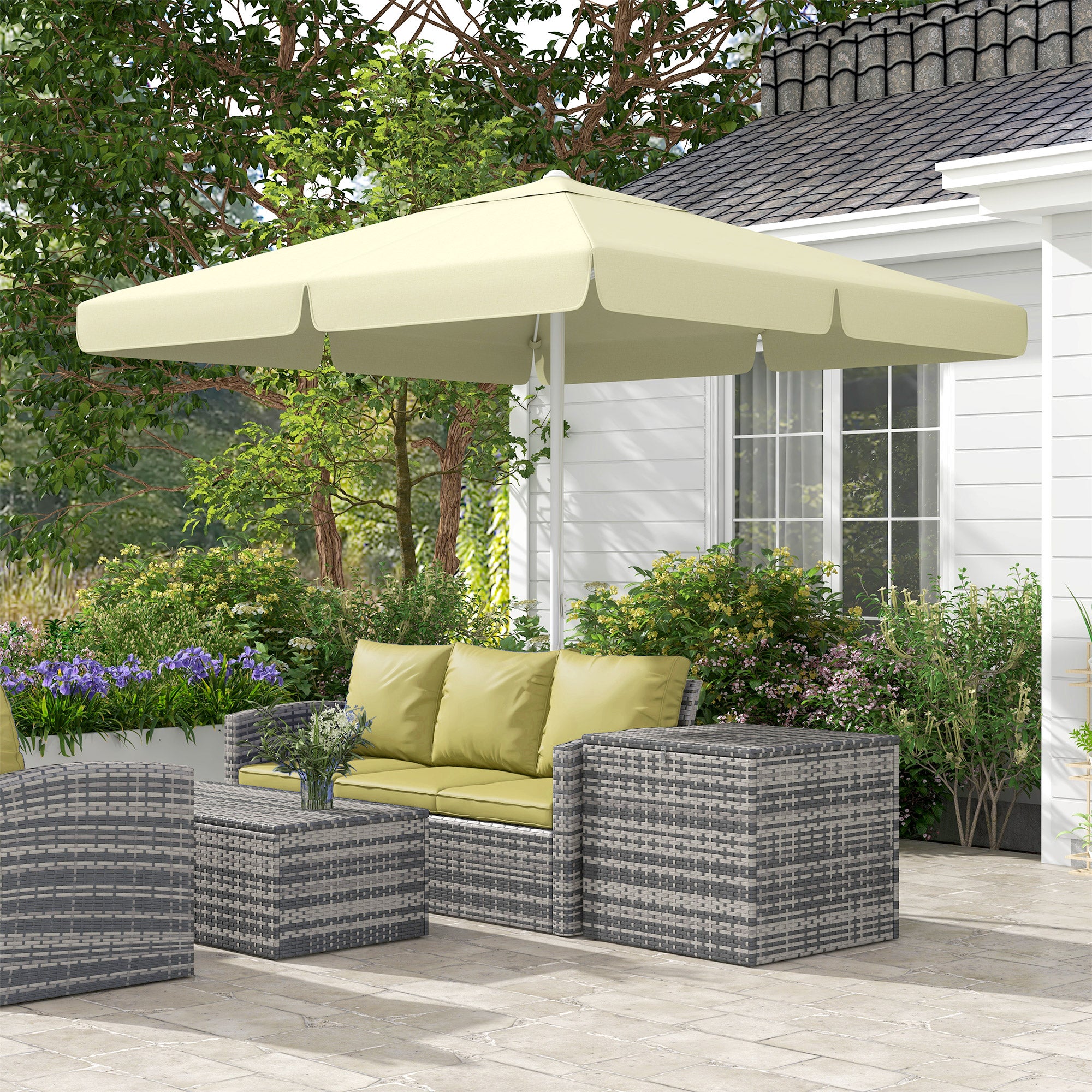 Parasol de jardin 243 x 243 cm, parasol de balcon avec protection UV ...
