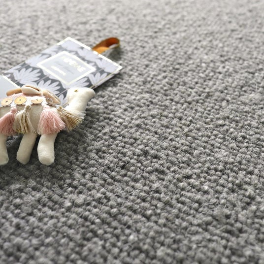 Moquette pure laine vierge bouclée - Latoon - Gris foncé - Echantillon ...