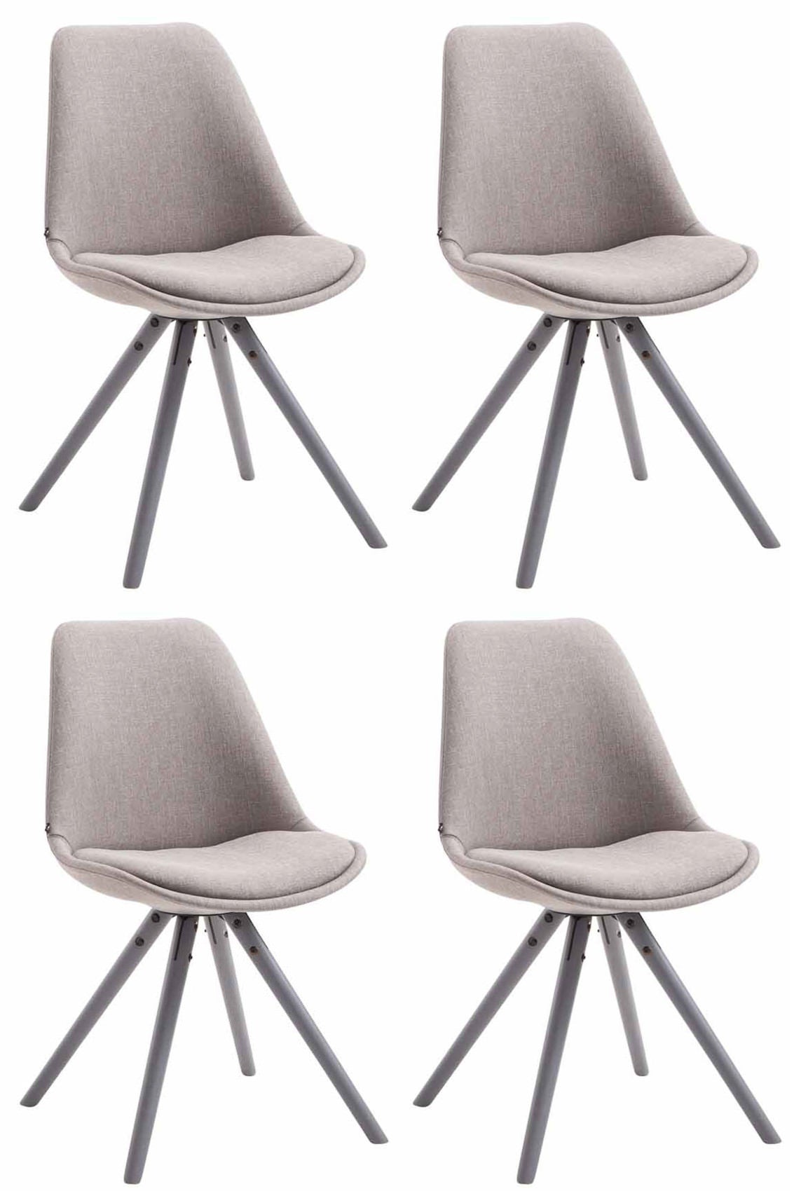 4 chaises de salle à manger style scandinave en tissu gris clair pieds ...