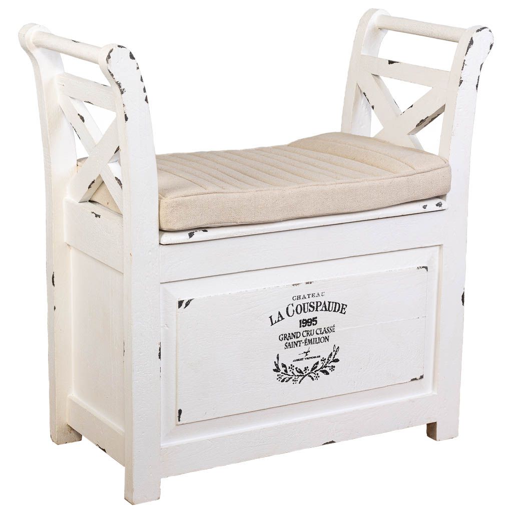 Banc en bois et métal avec coussin blanc | Leroy Merlin