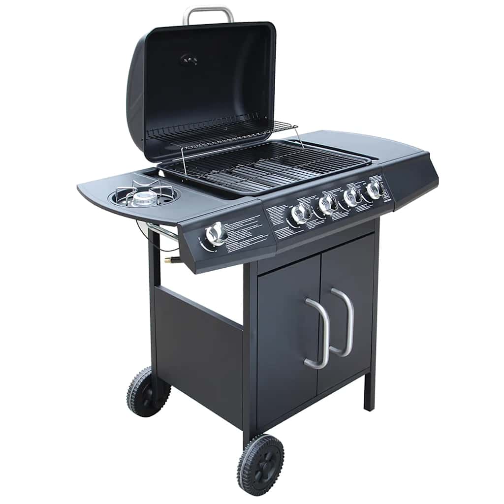 Barbacoa de gas 4 + 1 zonas de cocción negra vidaXL | Leroy Merlin