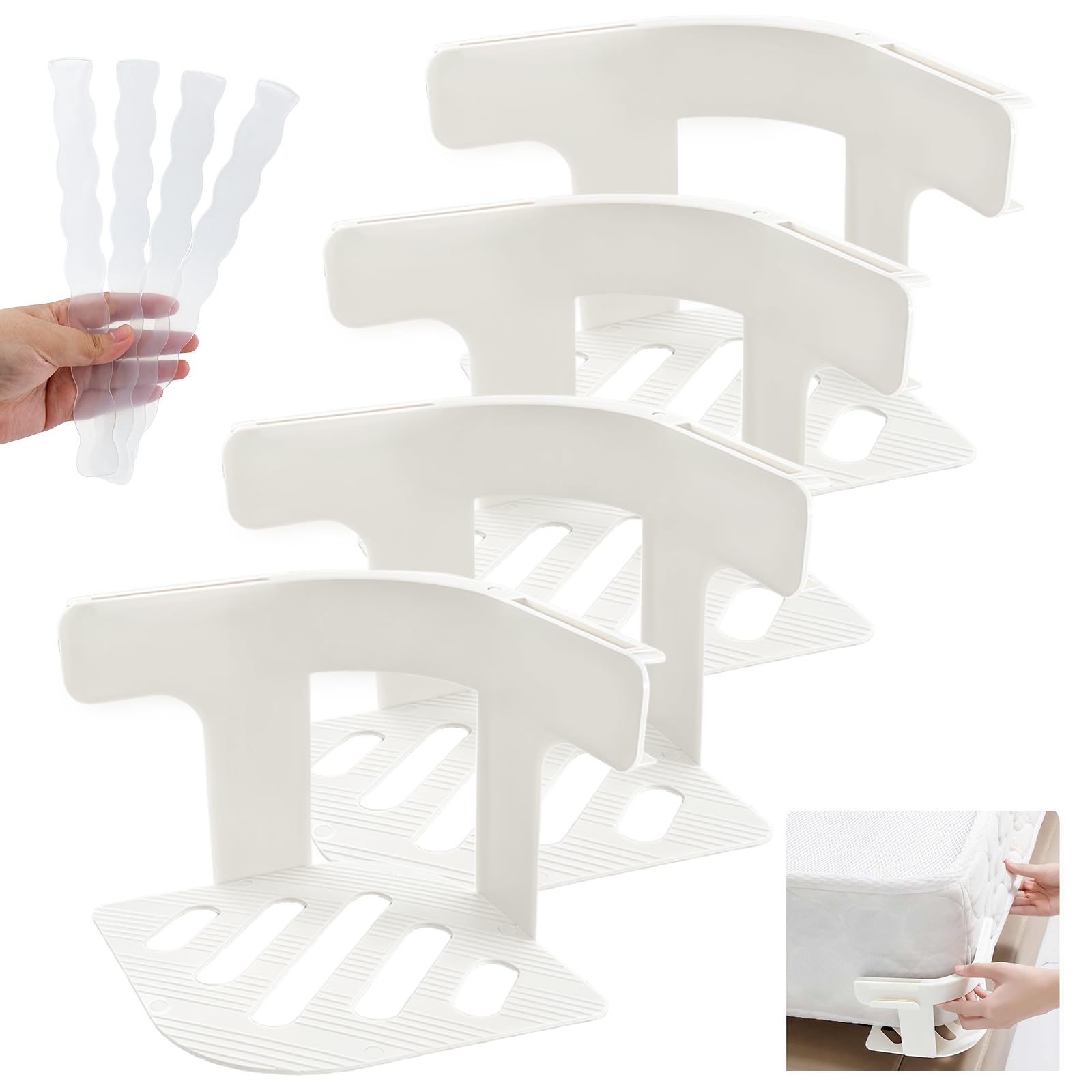 4 Pièce Bloque Drap Housse Set, Bed Sheet Holder, Support de Drap de Lit avec Bande de ...