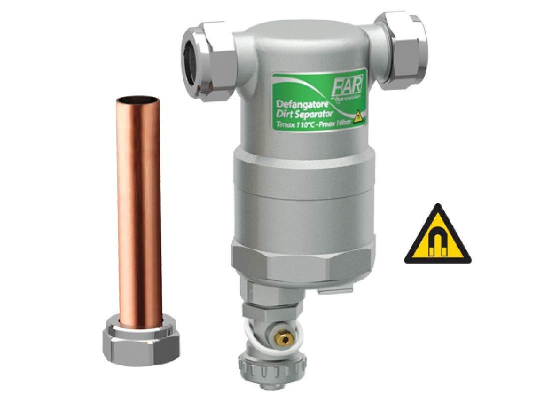 Defangatore ultracompatto con attacchi in linea per impianti termici ...