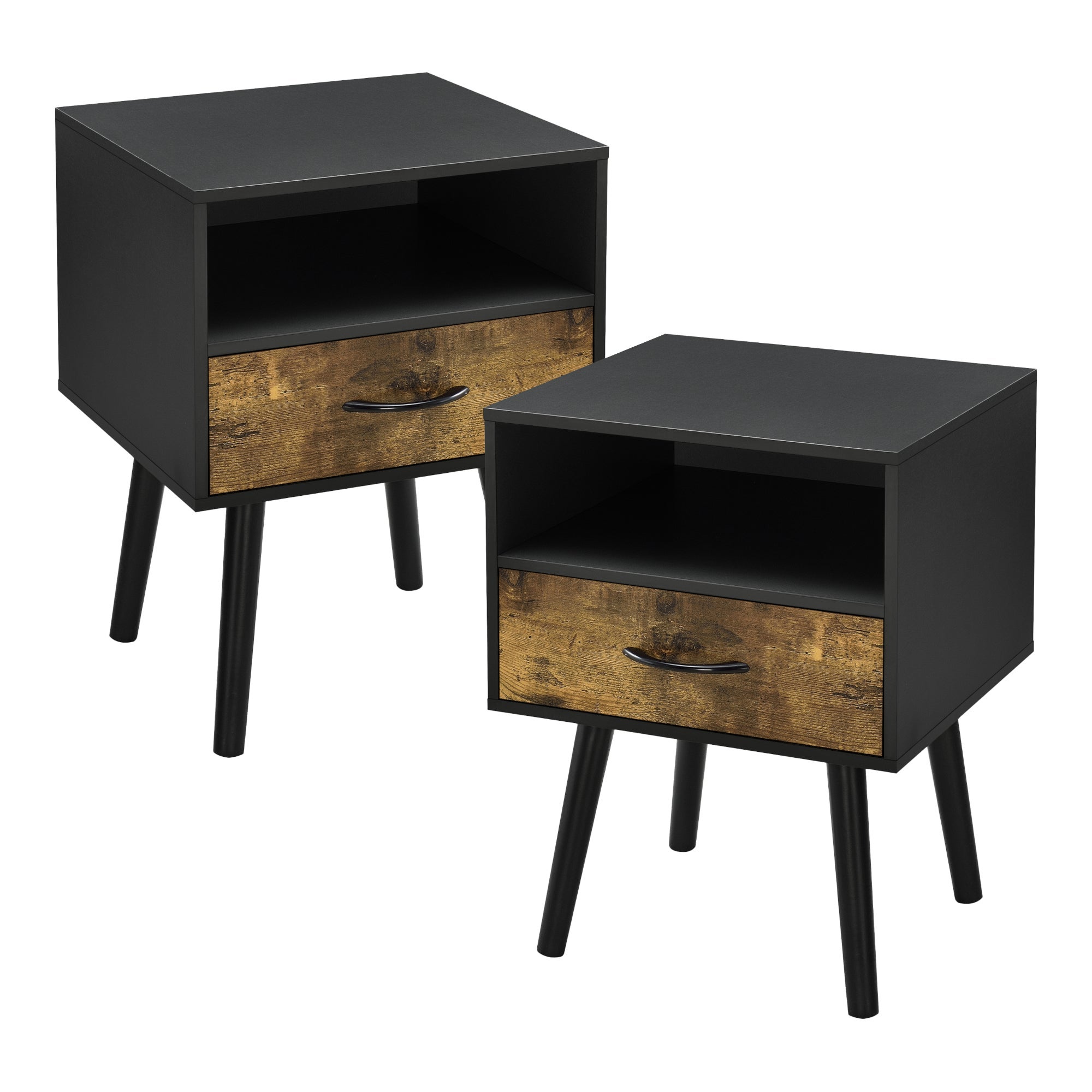 Lot de 2 tables d'appoint noir effet bois foncé 03_0009709 | Leroy Merlin