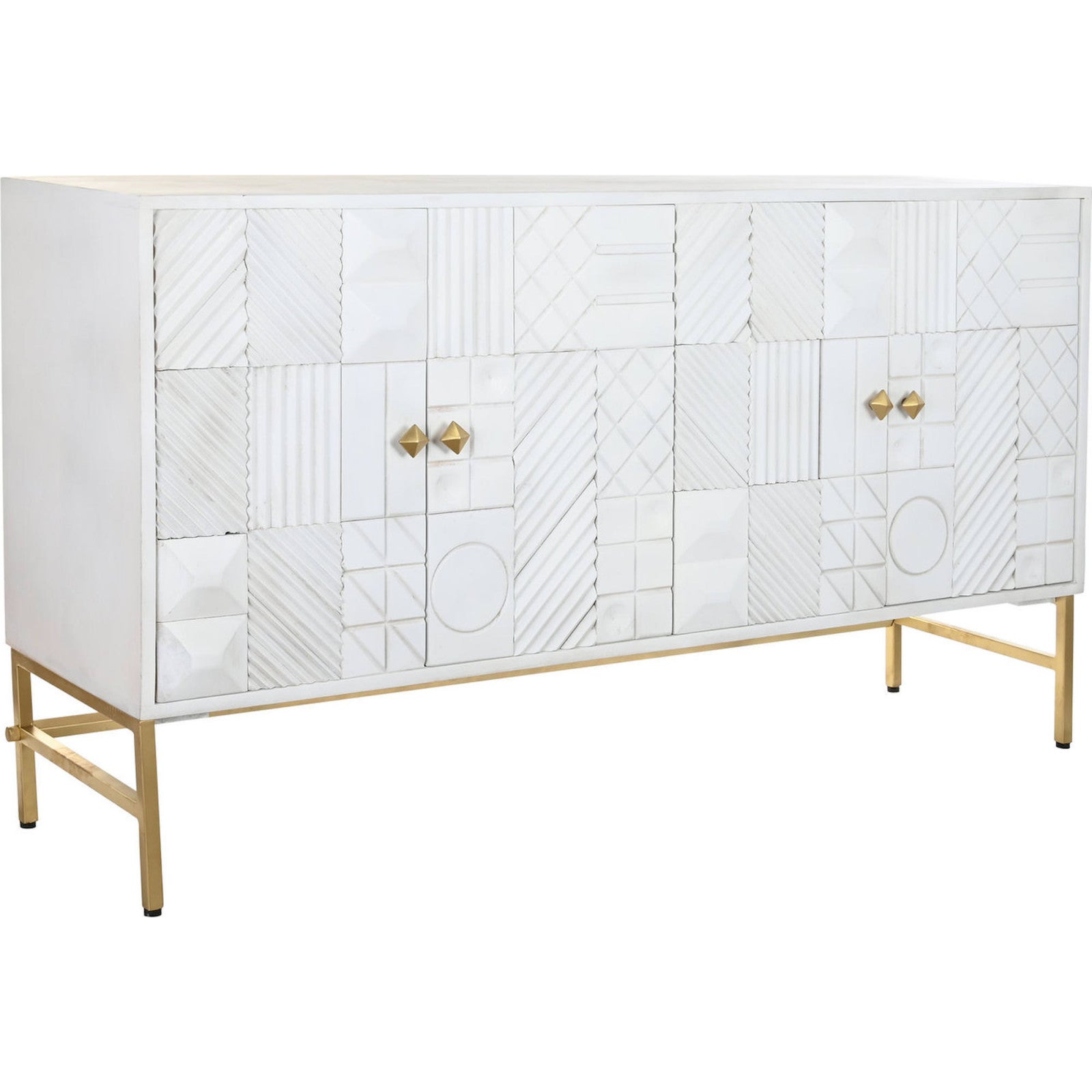 Buffet blanc doré élégant et raffiné en laiton 157 x 43 x 84 cm Blanc ...