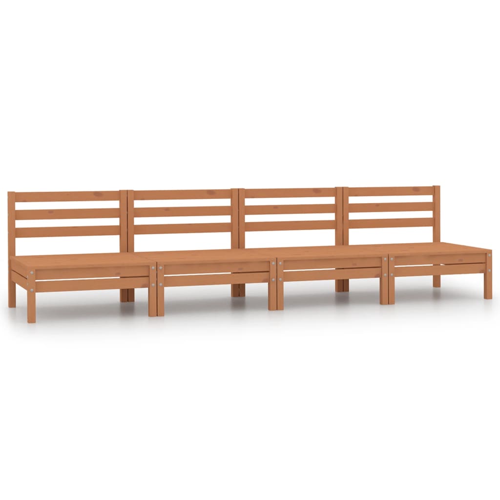 Sofás de jardín central 4 piezas madera maciza de pino marrón miel 02 ...
