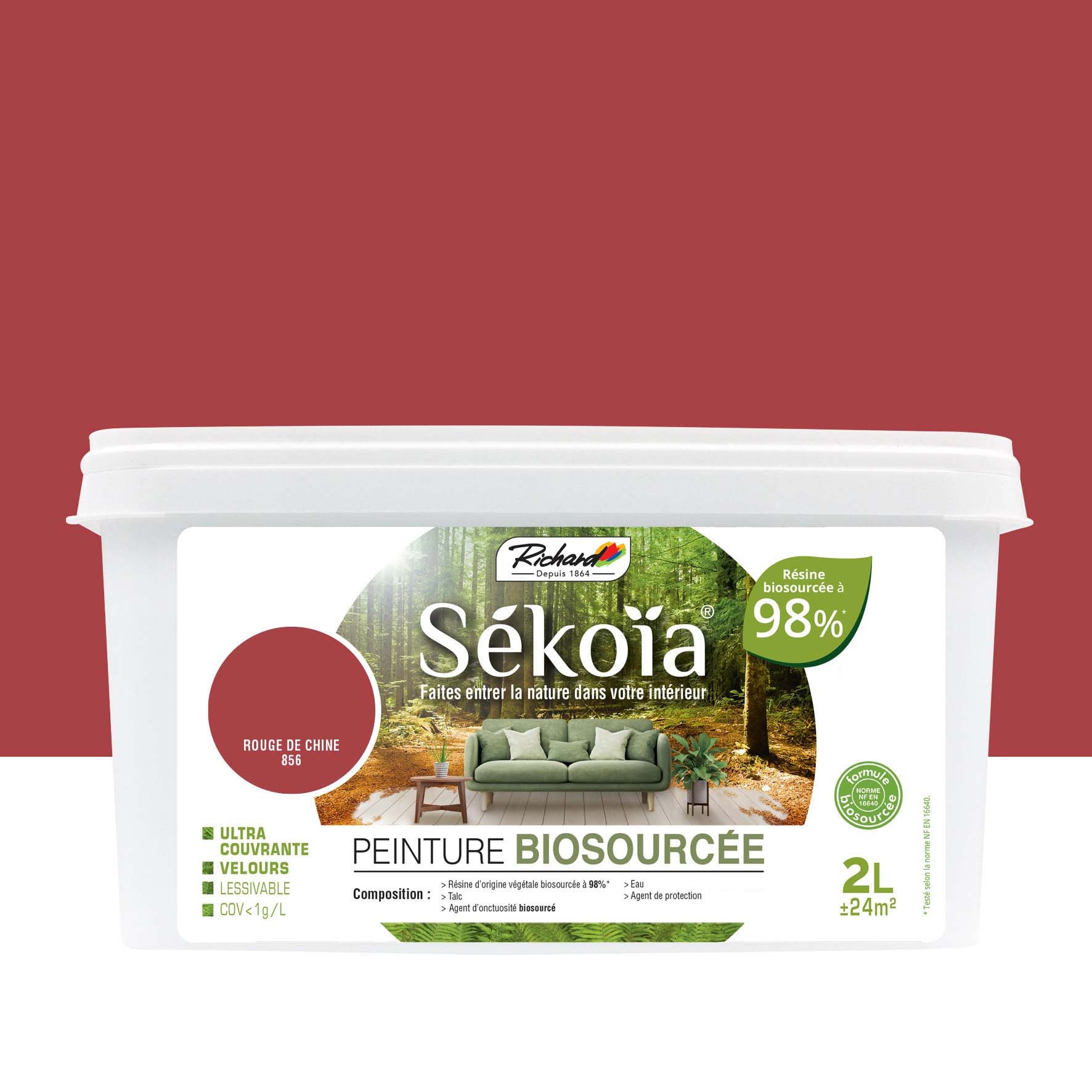 Peinture biosourcée Sékoia Richard rouge de chine velours 2 l | Leroy ...