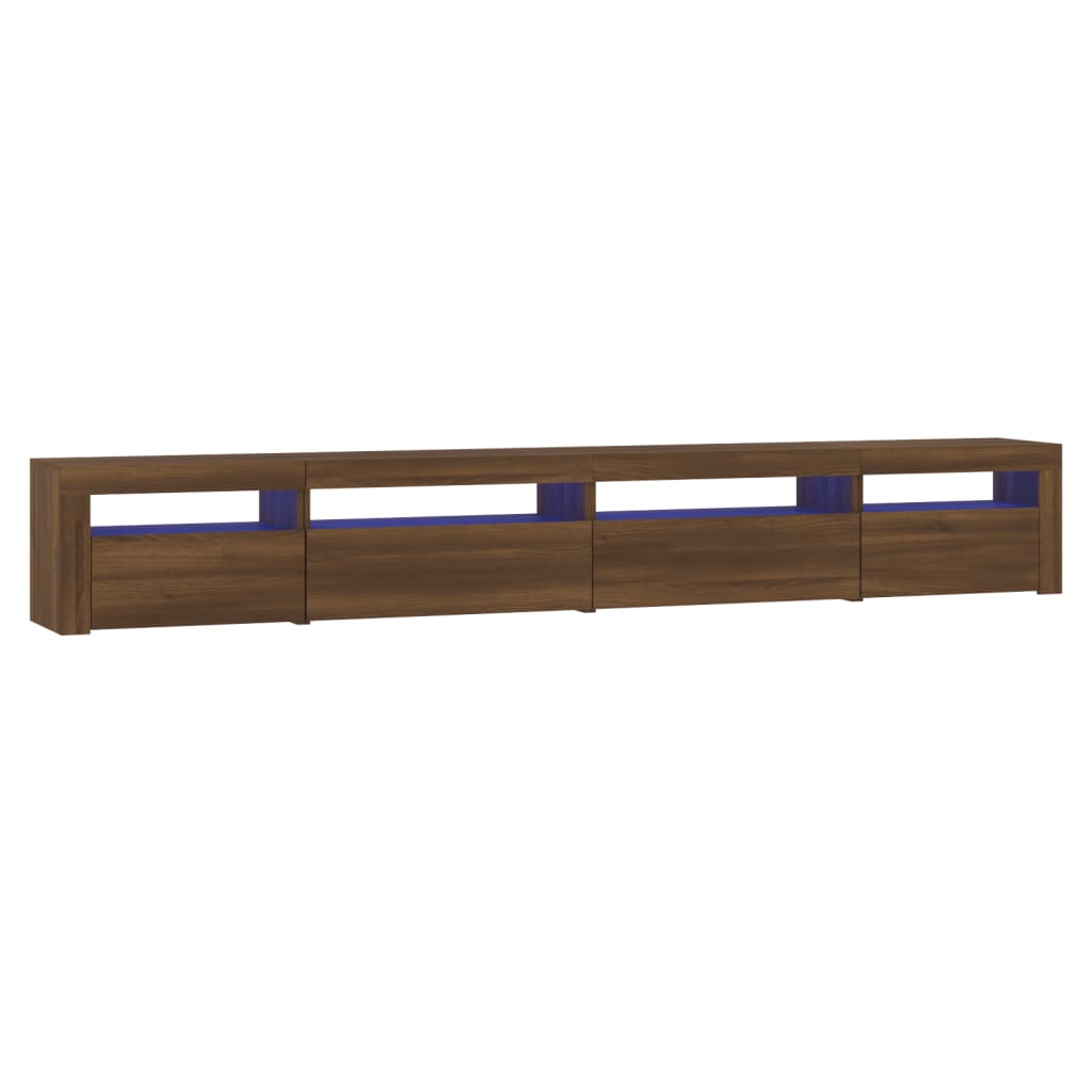 Mueble de TV con iluminación LED roble marrón 270x35x40 cm | Leroy Merlin