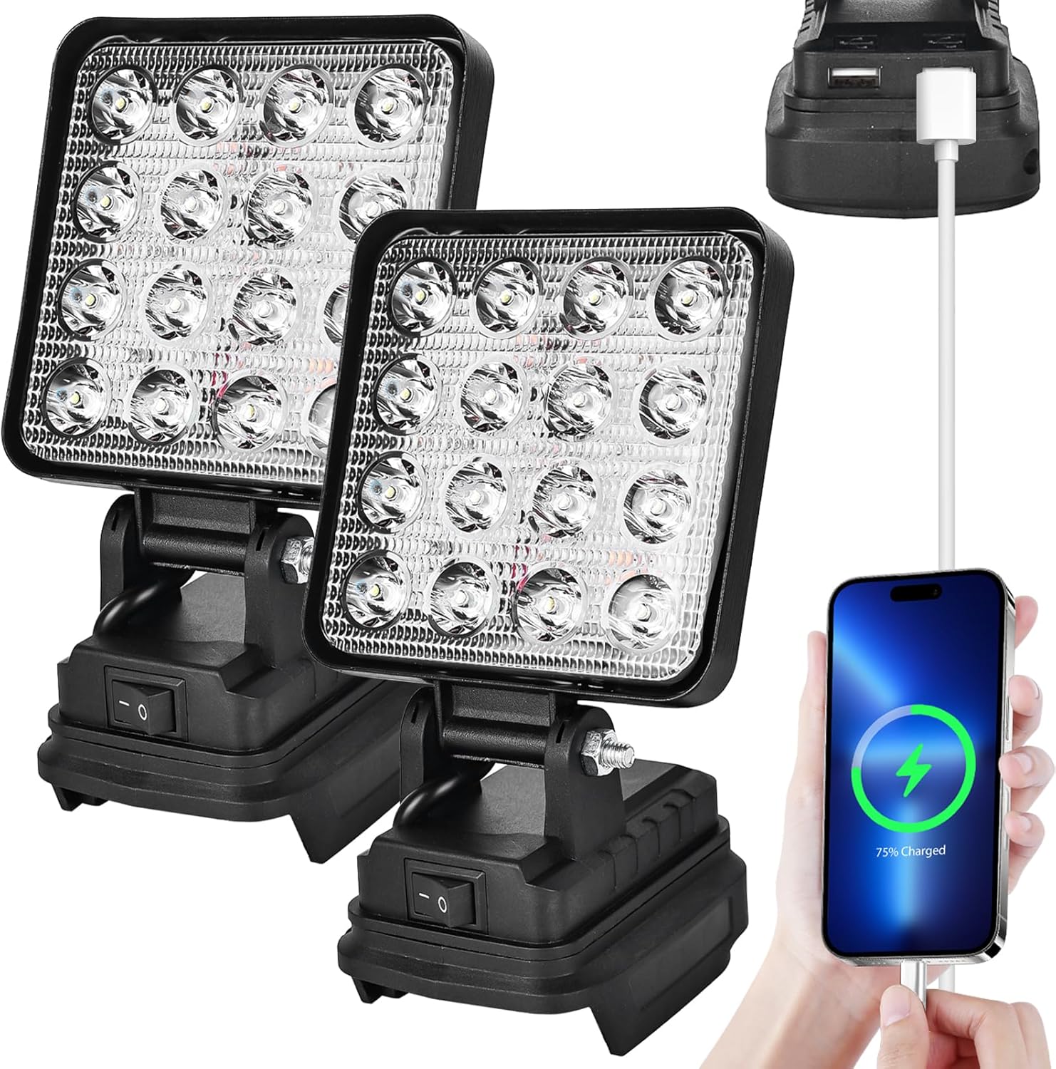 Lot de 2 lampes de travail LED sans fil pour 20V, 27 W - Projecteur de ...