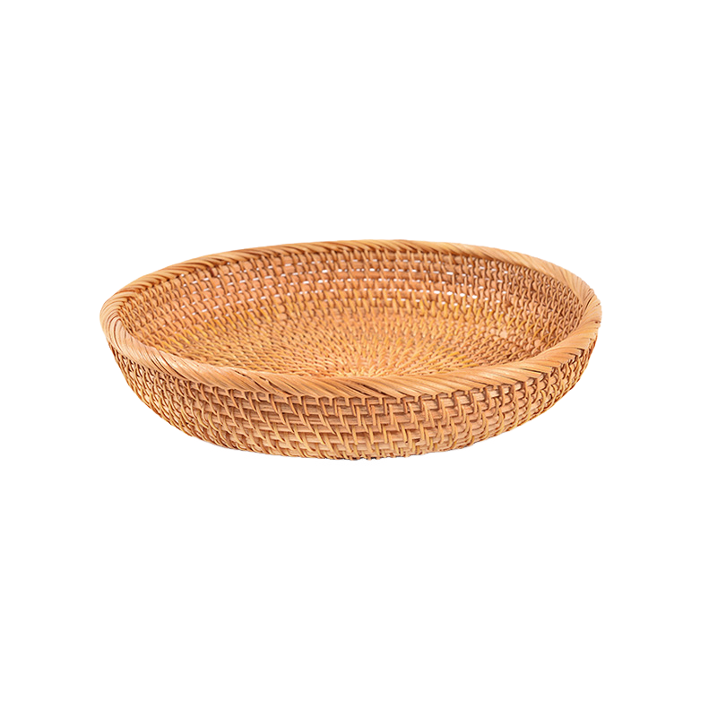 Corbeille à fruits en osier tressé rond - Assiette à fruits secs ...