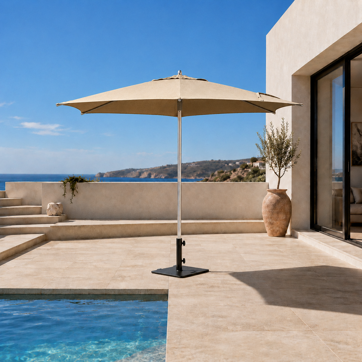 IASO Basics Tavira – Parasol redondo Ø 2,5 para balcones y terrazas ...