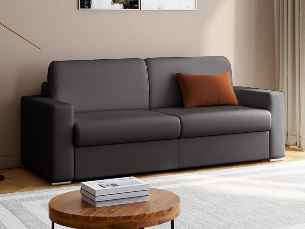 Canapé 4 places convertible express en simili noir - Couchage 160 cm ...