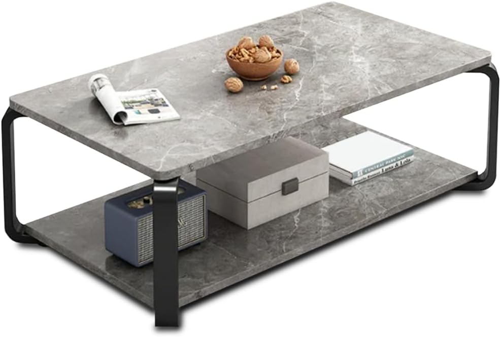 Tavolino Basso da Caffè 2 Livelli Design Luxury Struttura in Metallo ...