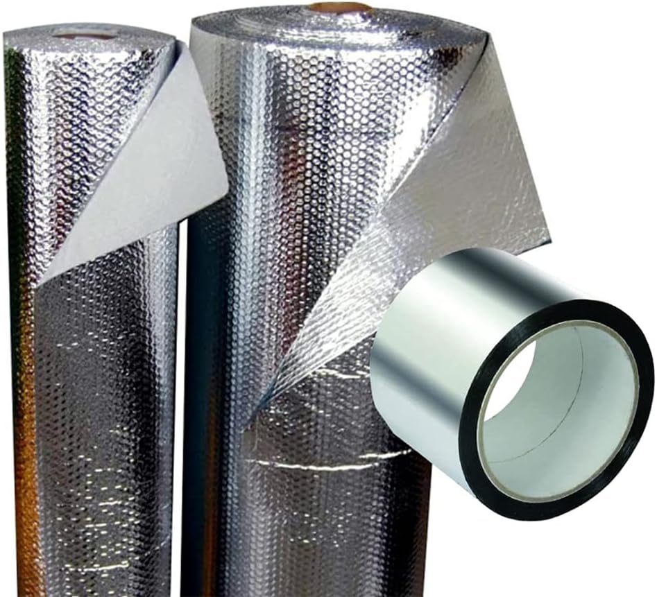 Isolation thermique 100% aluminium et bulles (10 x 1,20m) + Ruban ...