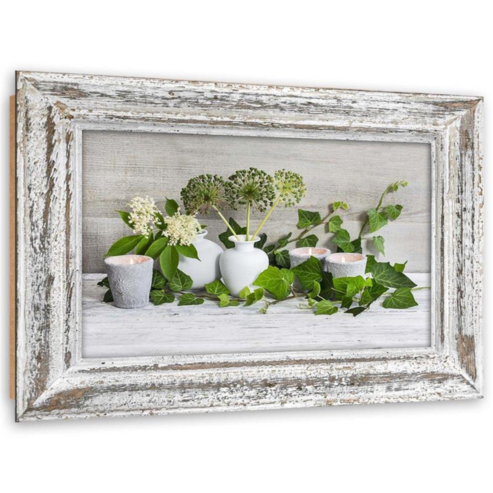 Tableau bois nature morte dans un cadre en bois rustique | Leroy Merlin