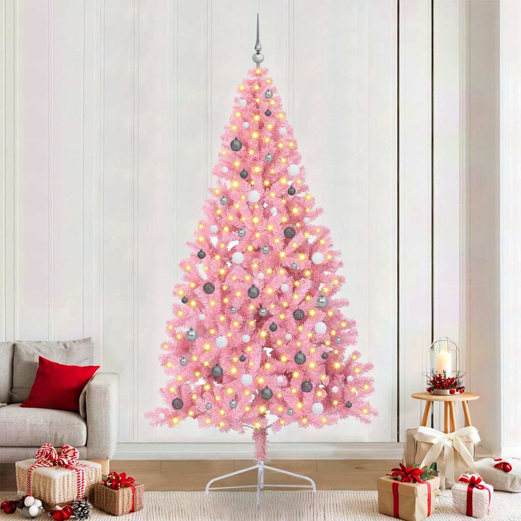 Sapin de Noël artificiel pré-éclairé Rose 240 cm PVC | Leroy Merlin