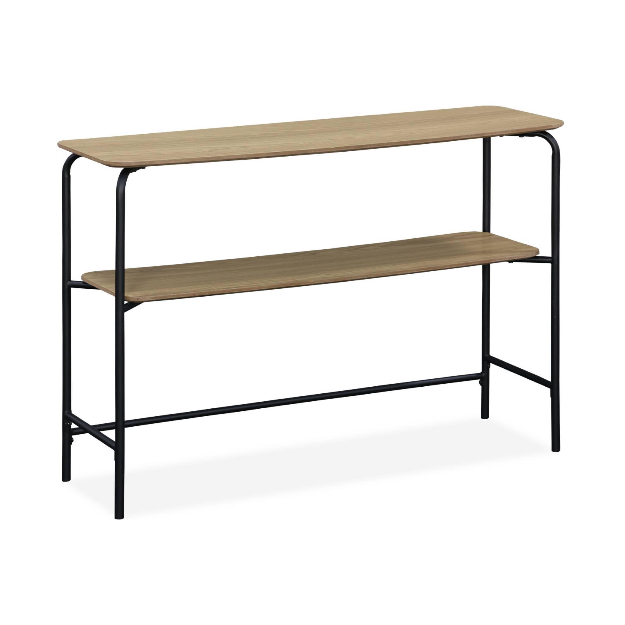 Console en décor bois structure et piètement en métal noir avec 1 ...