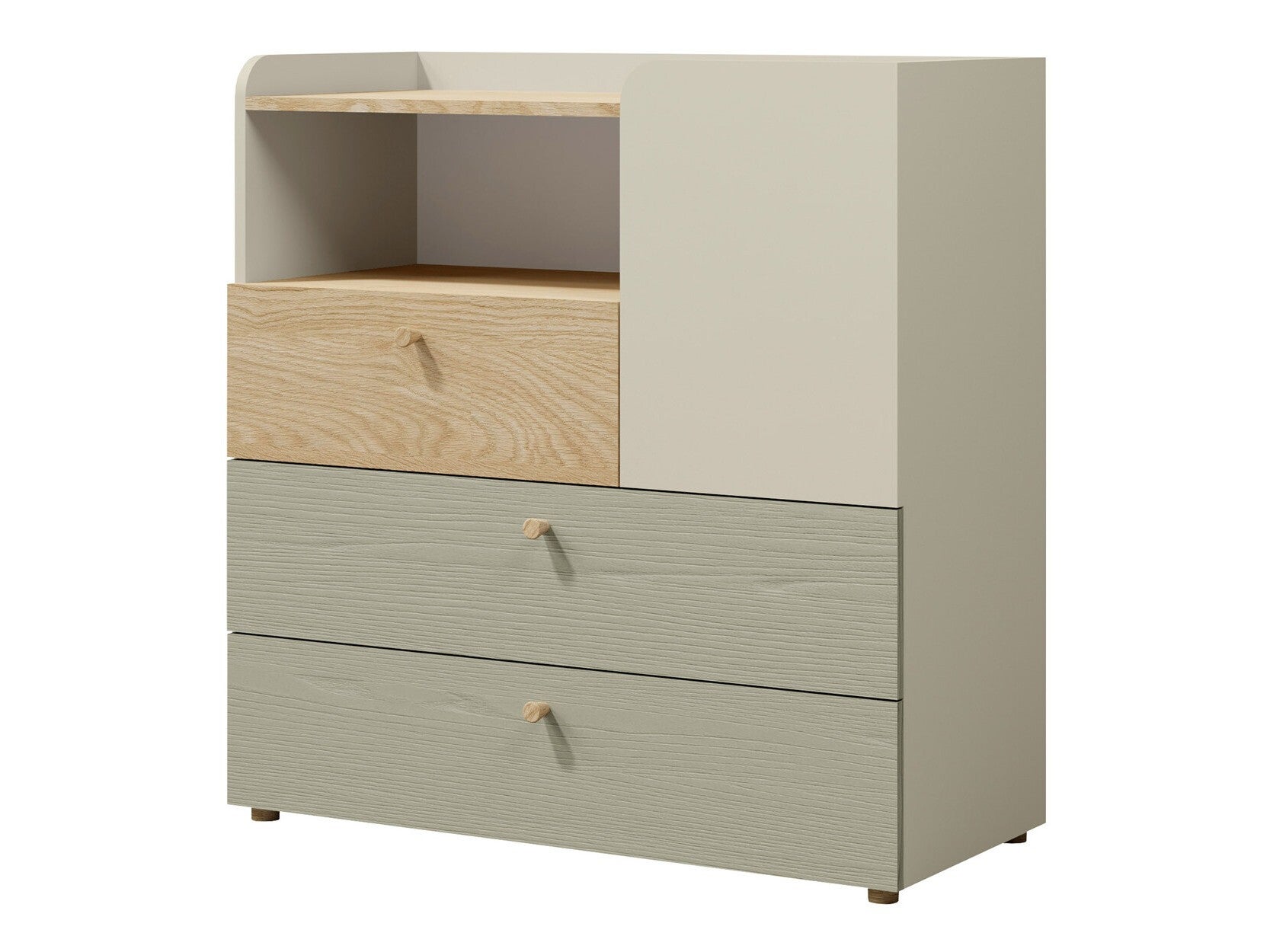 Commode Domcali 109, Gris, Beige, Chêne, Tiroirs et portes, 93x90x40cm ...
