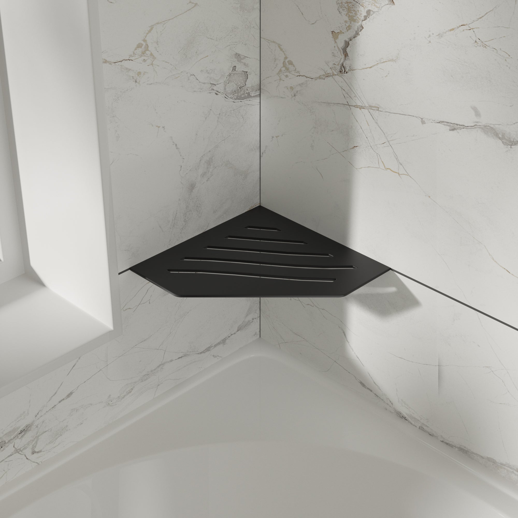 Tablette d'angle murale de douche en inox - Série Waves - Format S ...