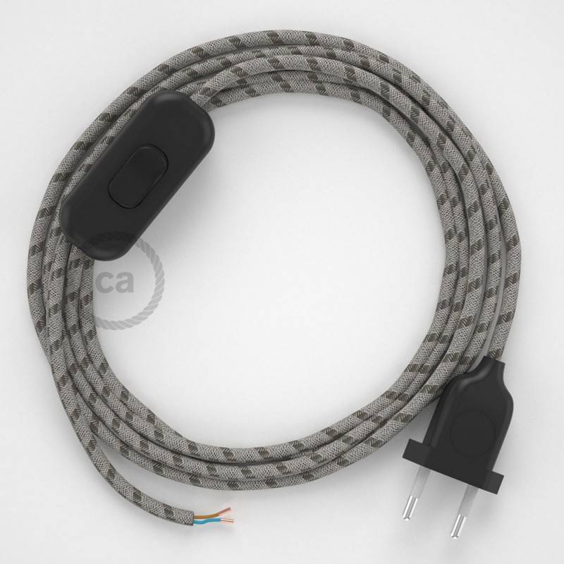 Creative cables - Cordon pour lampe, câble RD53 Stripes Marron Écorce 1 ...
