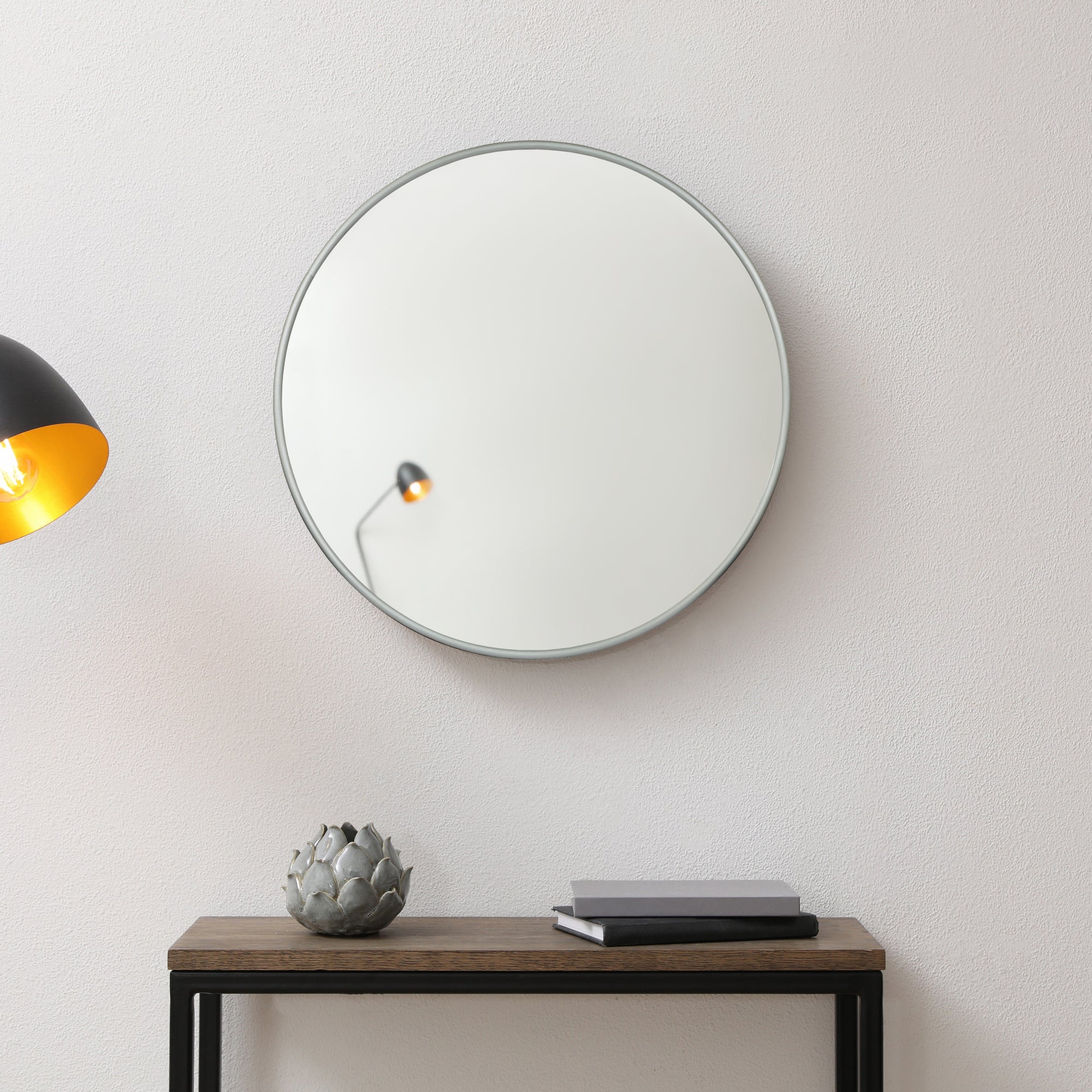 Miroir mural Ordona rond 60 cm gris graphite [en.casa] | Leroy Merlin