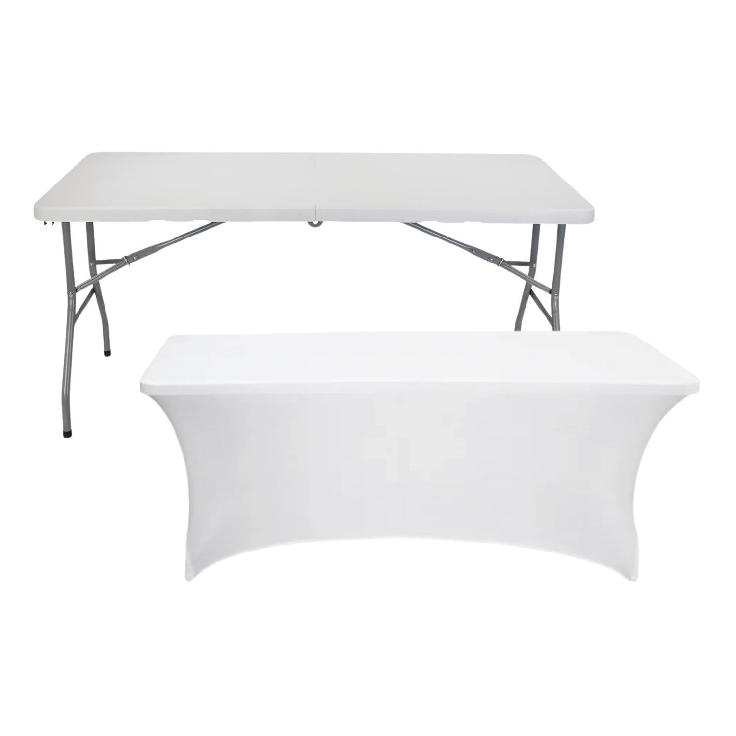 Ensemble table pliante rectangulaire avec housse pour traiteur 150x74cm ...