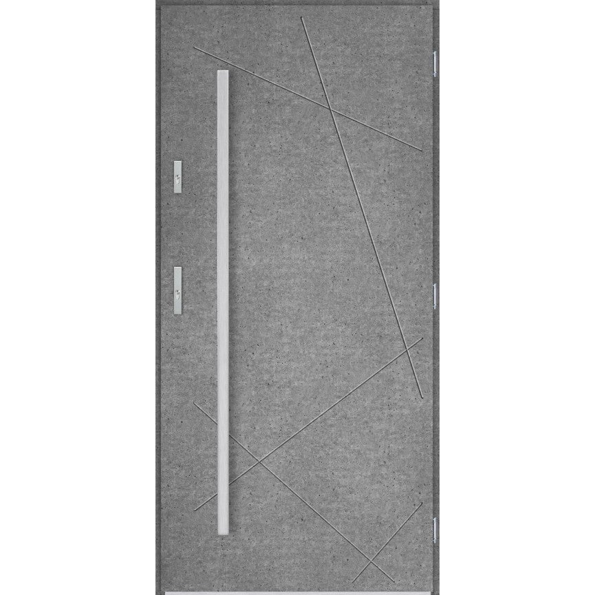 Porte d'entrée simple DIAGO 80 cm béton - Avec Poignée et serrure ...