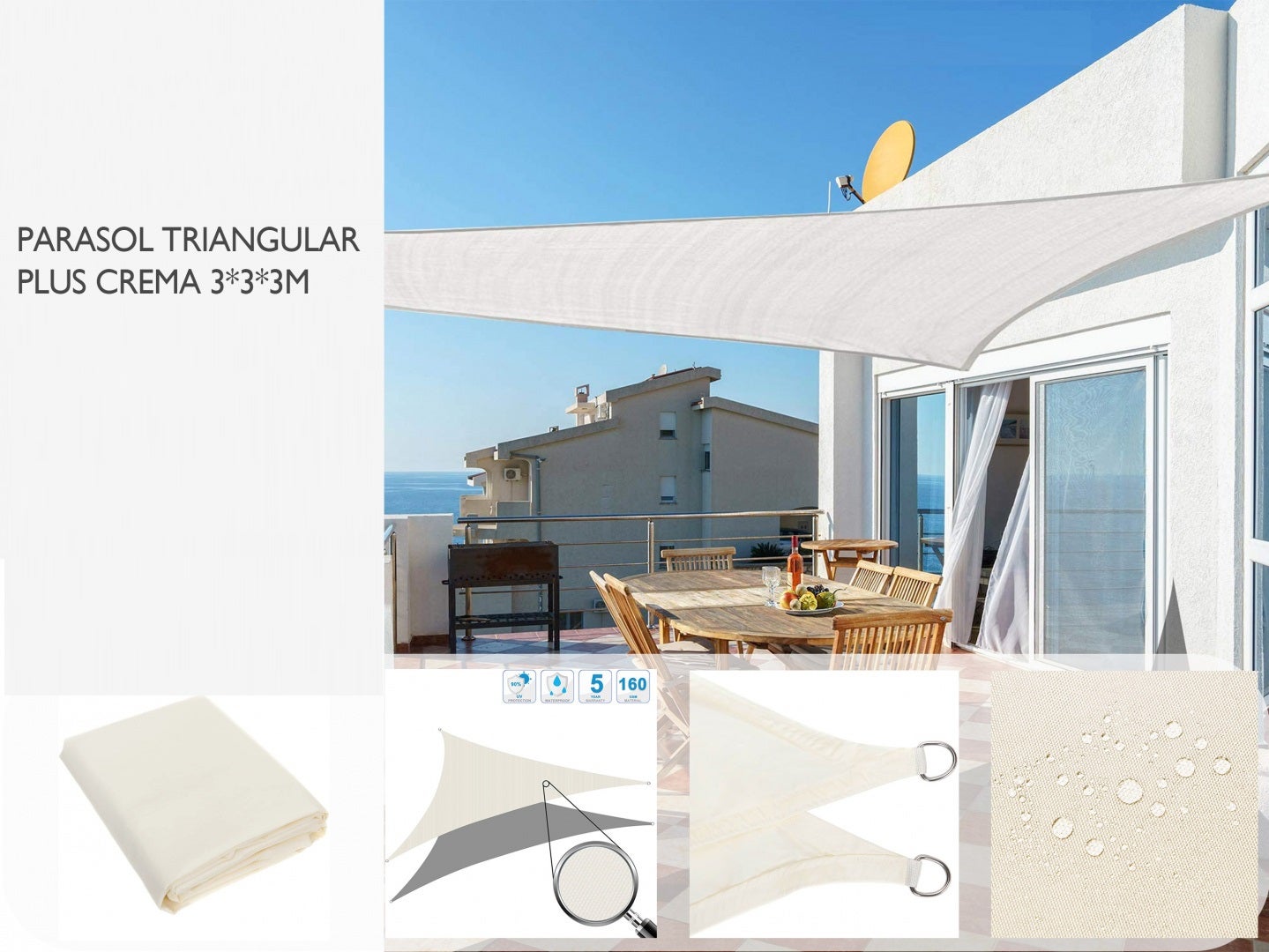 Parasol Triangular Plus Crema | Leroy Merlin