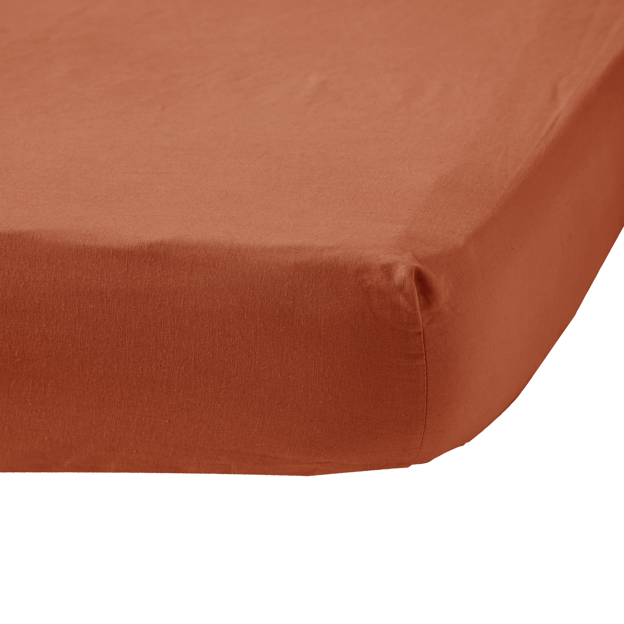 Drap housse coton lin Valentine CAMIF-160 x 200 cm-Terracotta | Leroy Merlin