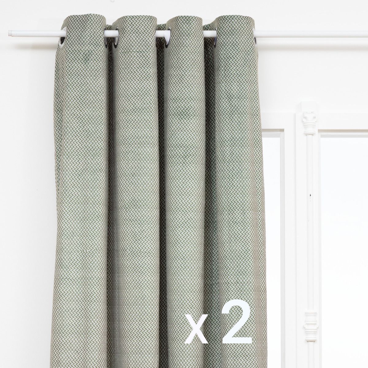Lot de 2 Rideaux à œillet Occultant en velours Vert Kaki avec motif 135 ...