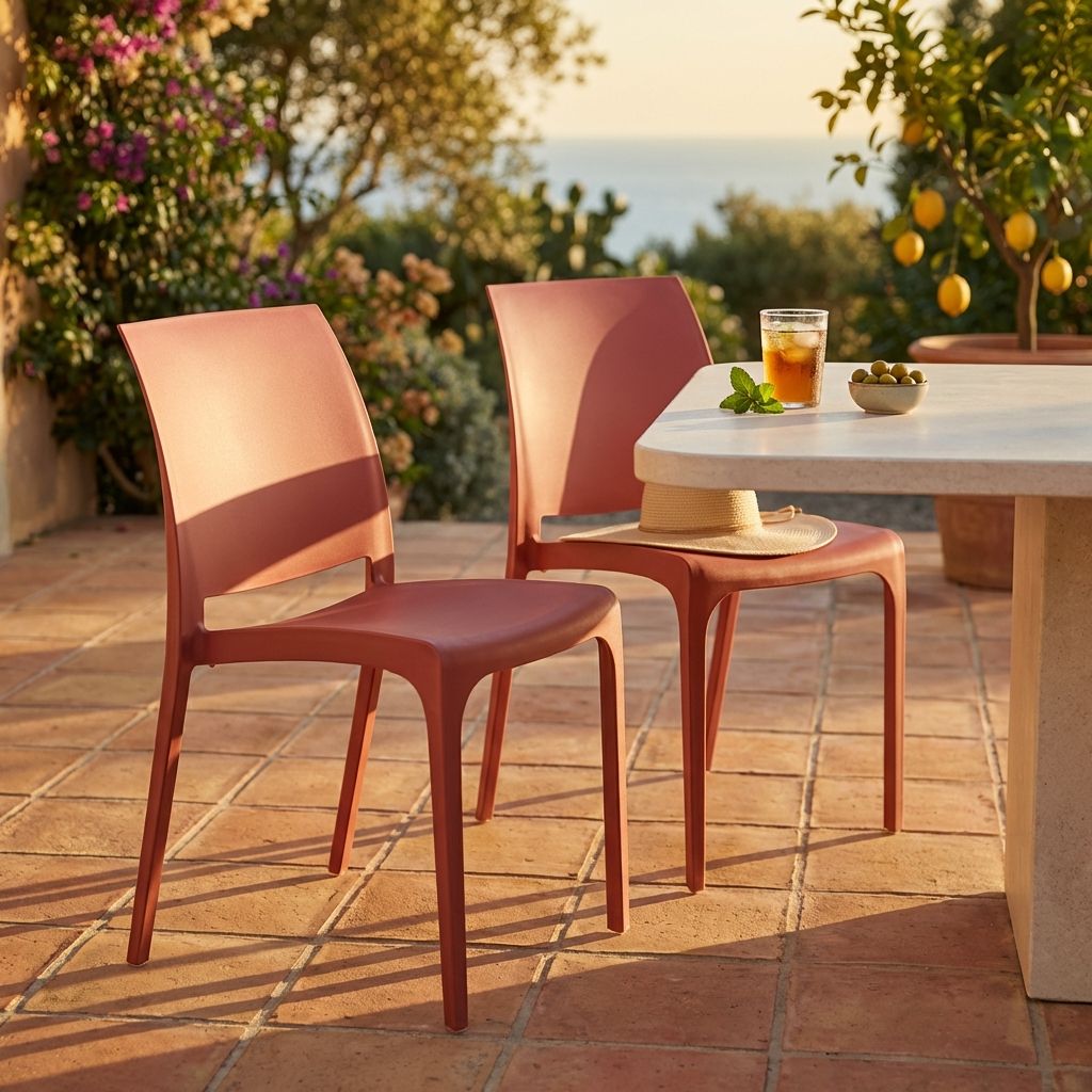 Milani Home - sedia da giardino in polipropilene, rossa, impilabile ...