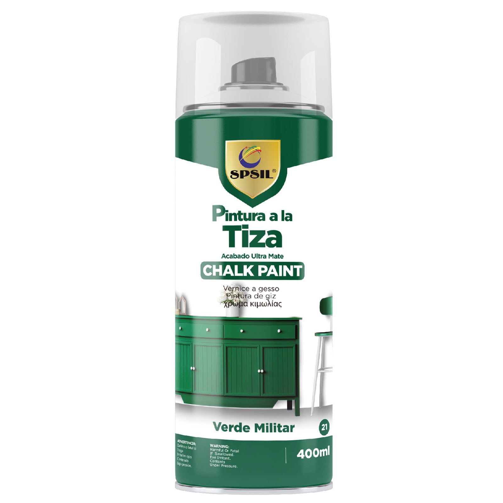 Spray Pintura SPSIL Tiza Ultra Mate Color Verde Militar - Tonos ...